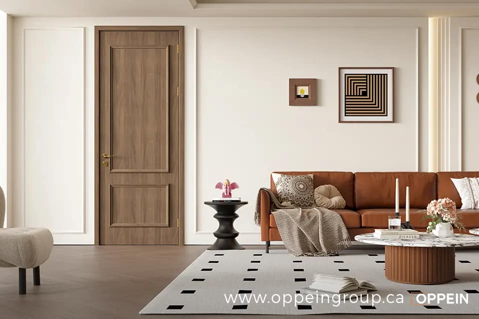 Brown Walnut Shaker Style 2 Panel WPC Door - YDM003D - OPPEIN Canada